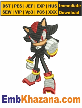 Shadow The Hedgehog Sonic Embroidery Design | Embkhazana.com