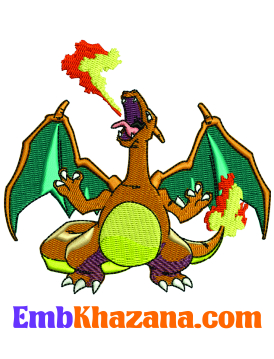 Buy Charizard Pokemon Embroidery Dst Pes File online in USA